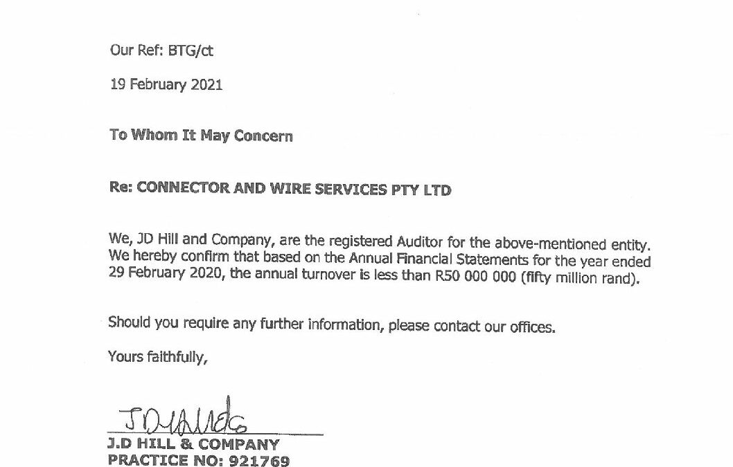 CWS BBBEE Certificate Level2 2020 - Connector And Wire Services